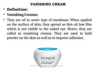 Vanishing Cream Presentation Cosmetics pptx | PPTX