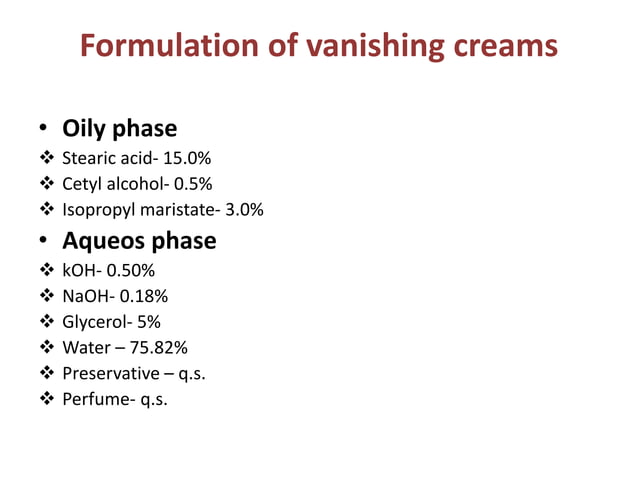 Vanishing creams - Copy.pptx | Skin and Dermatology | Diseases and ...