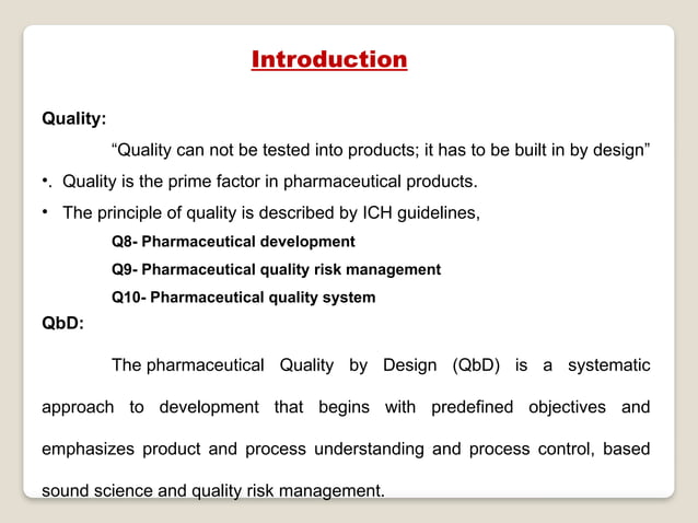 Quality By Design In pharmaceutical Development | PPTX | Pharmaceutical ...