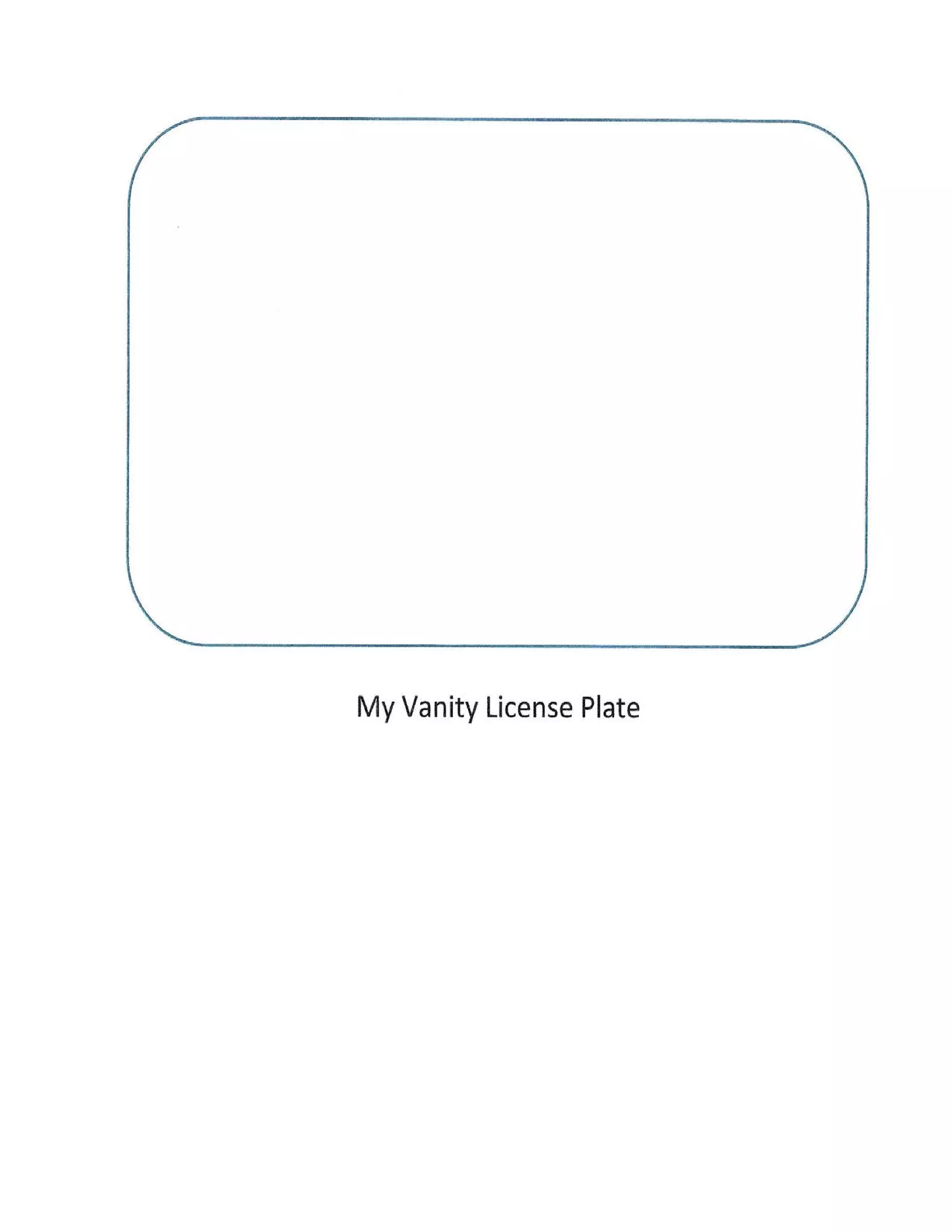 Vanity License Plate Worksheet | PDF