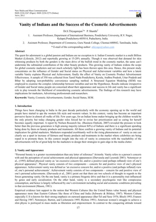 Vanity of Indians and the Success of the Cosmetic Advertisements | PDF ...