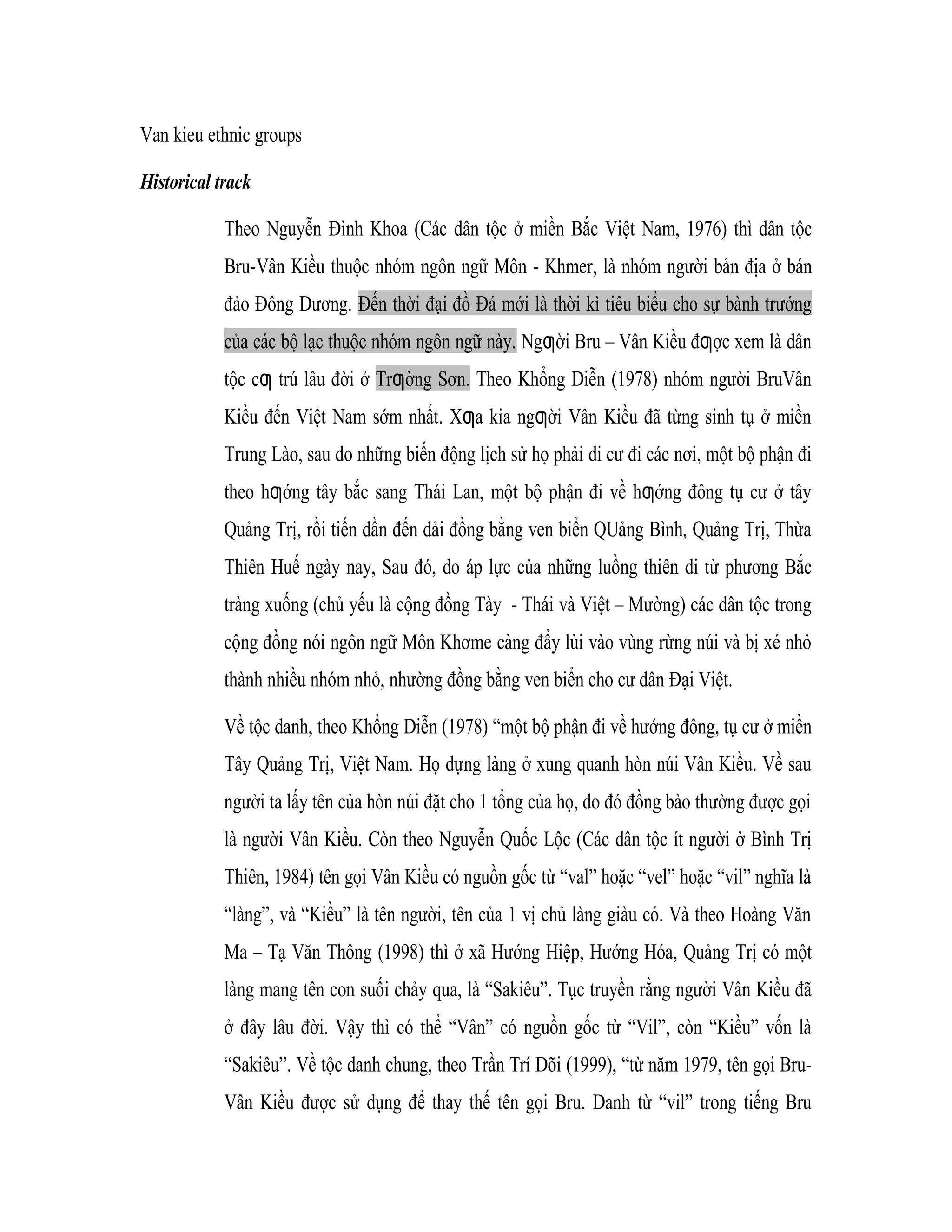 Van Kieu Ethnic Groups | DOC