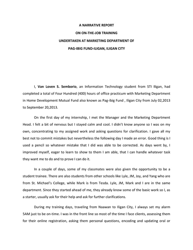 Narrative Report OJT | DOCX