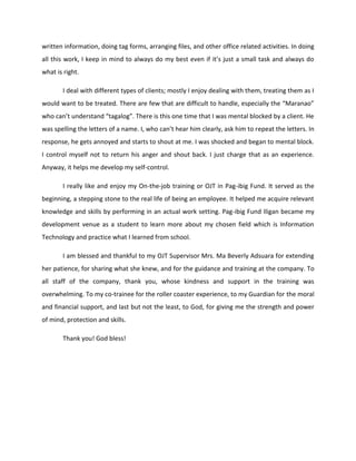 Narrative Report OJT | DOCX
