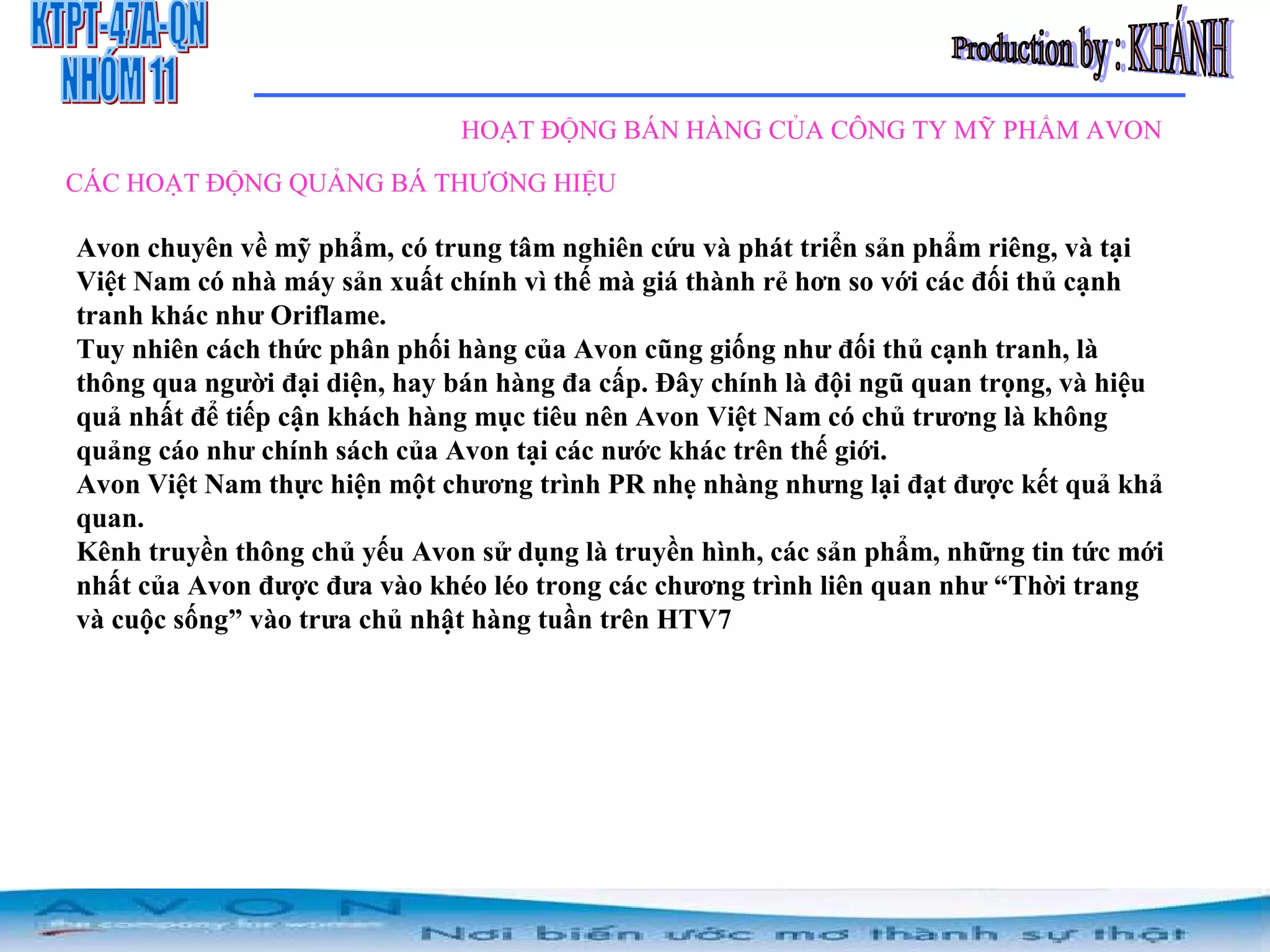 Kế hoạch marketing avon | PPT