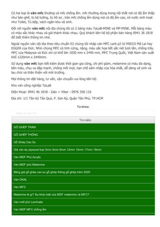 VÁN MFC GIÁ RẺ TALAB | PDF