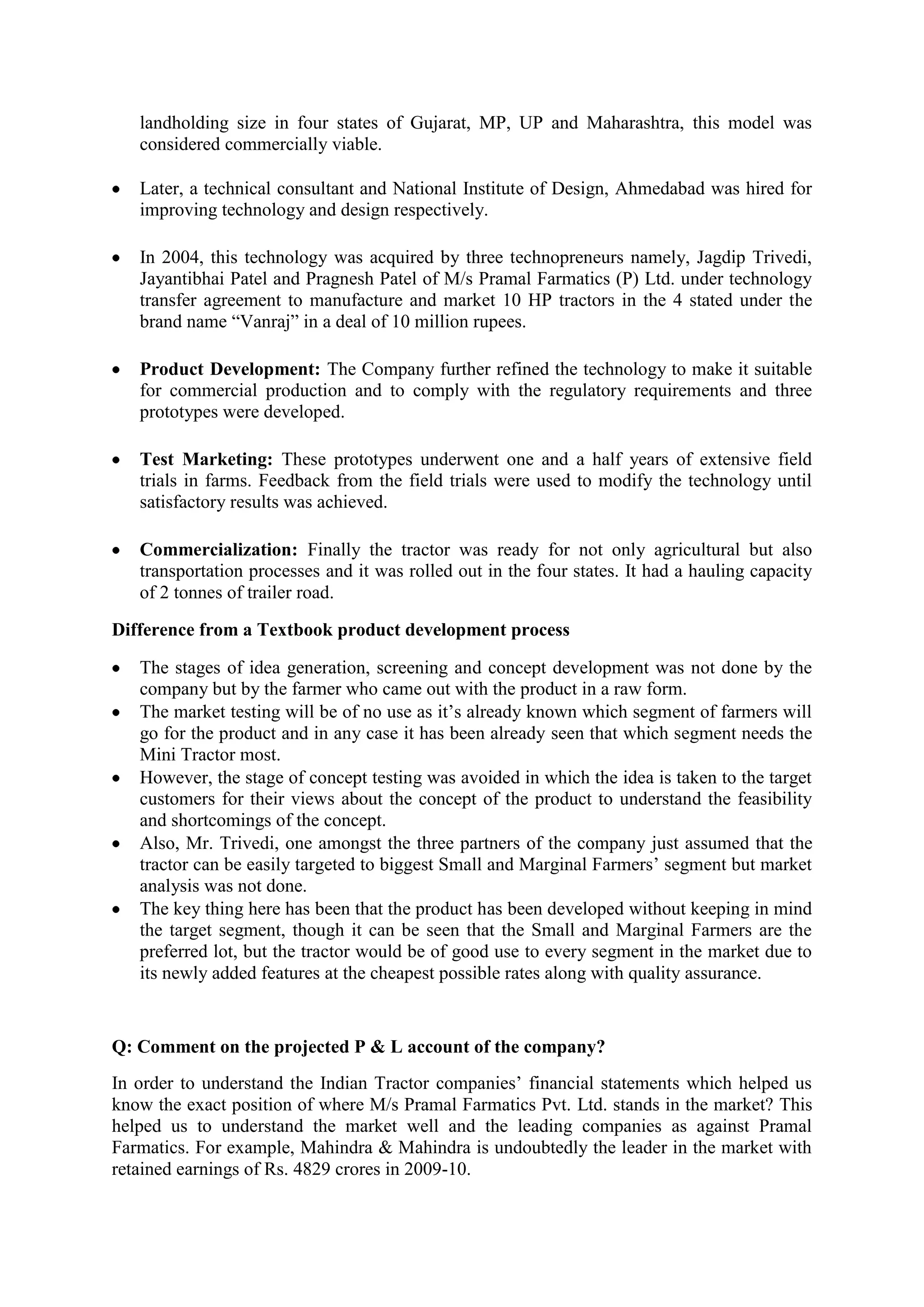 Vanraj mini tractor case study | DOCX