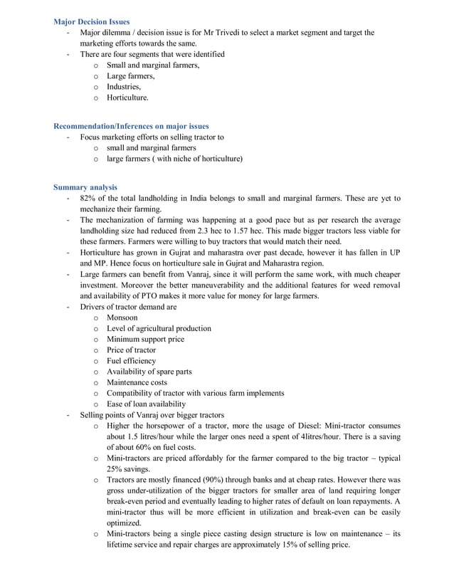 Vanraj tractor case analysis | PDF | Agriculture | Industries