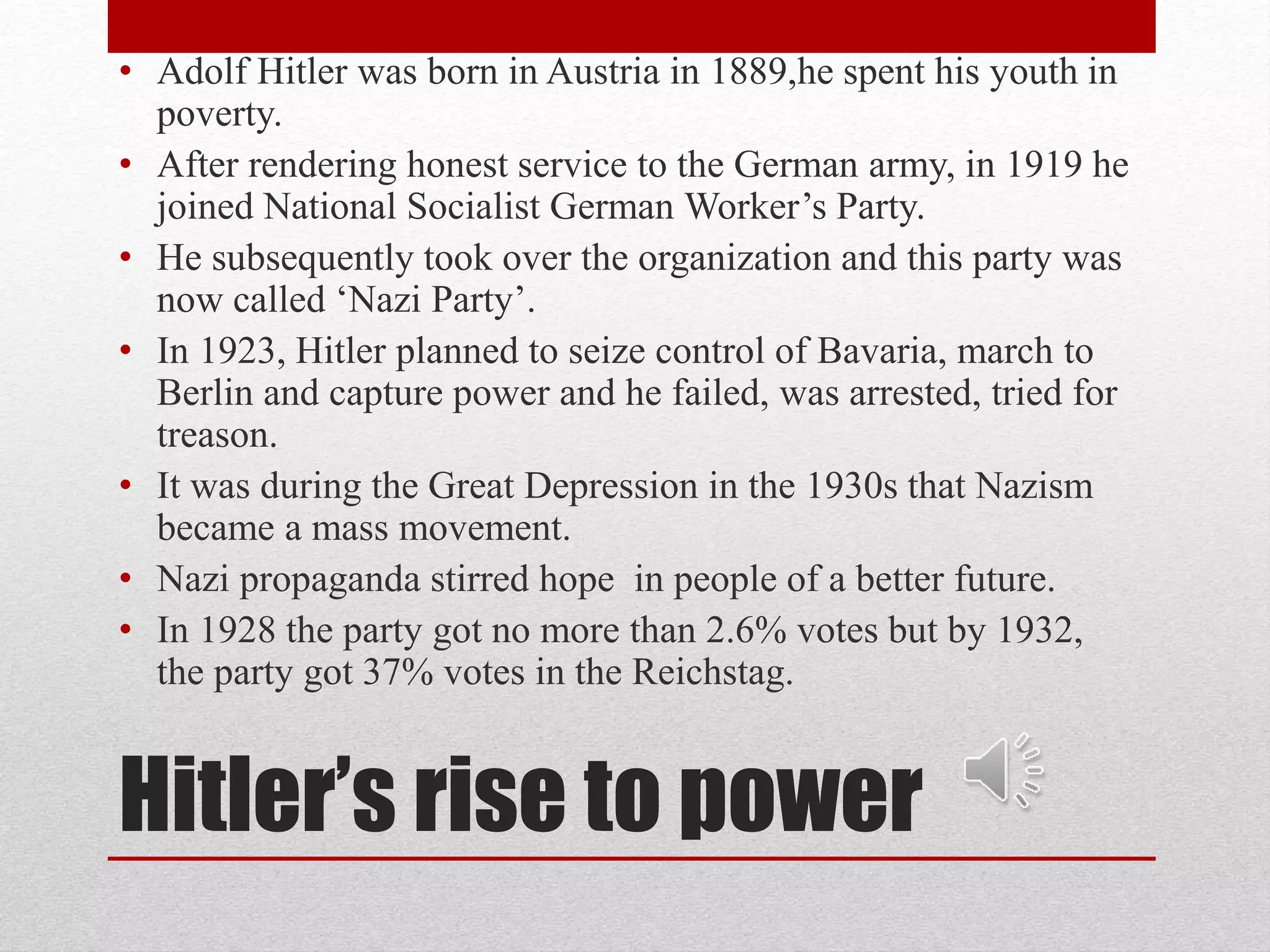 nazism and rise of adolf hitler CHAPTER FORM HISTORY | PPTX