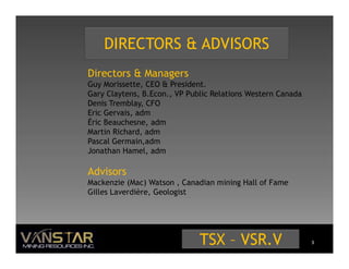 Vanstar Resources - VSR-V - Investor Presentation | PPT