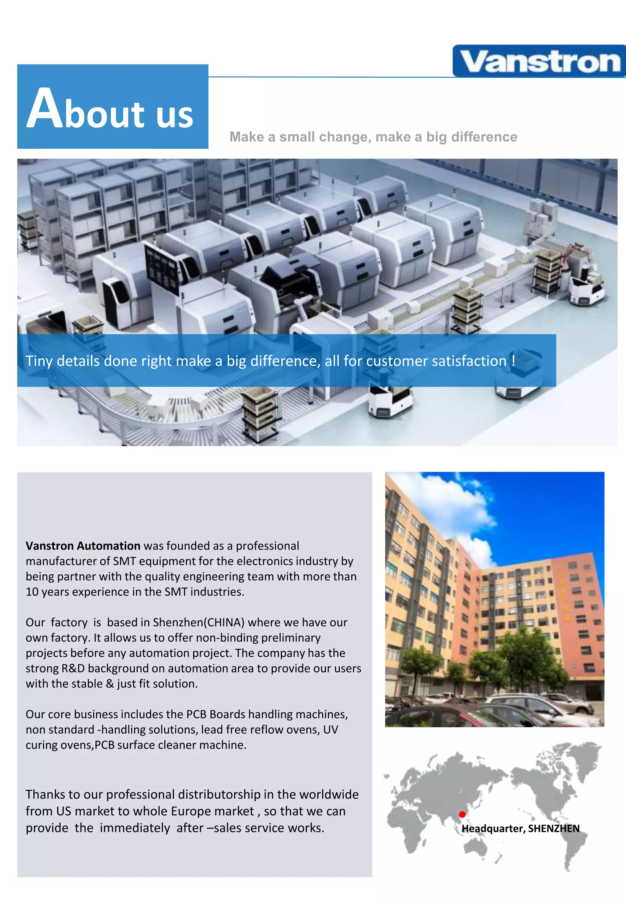 Vanstron automation's full range of SMT boards handling machine | PPTX