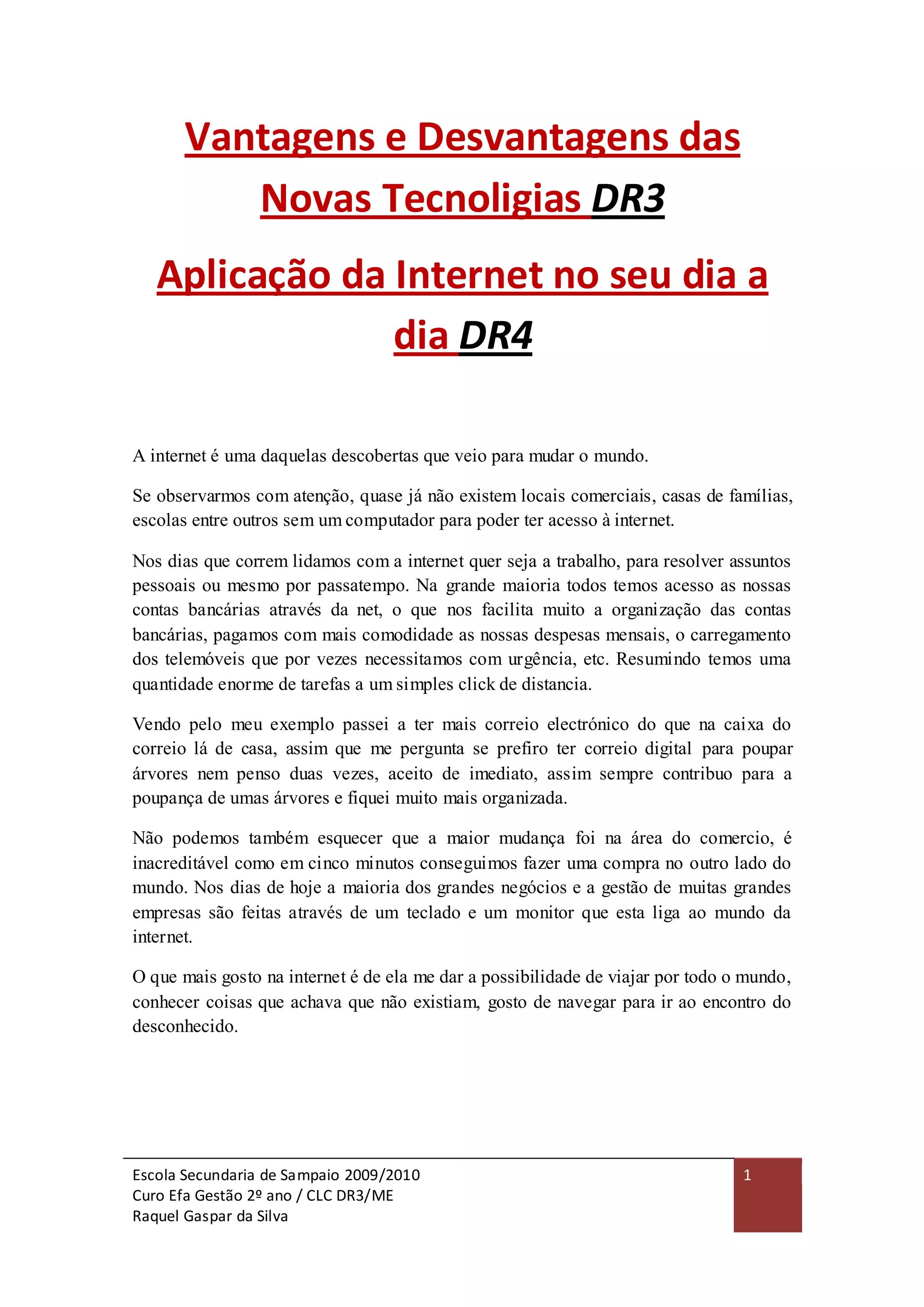 Vantagens e desvantagens da internet | PDF
