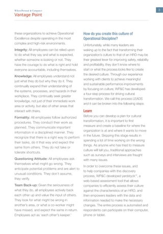 Creating a Culture of Operational Discipline that leads to Operational ...