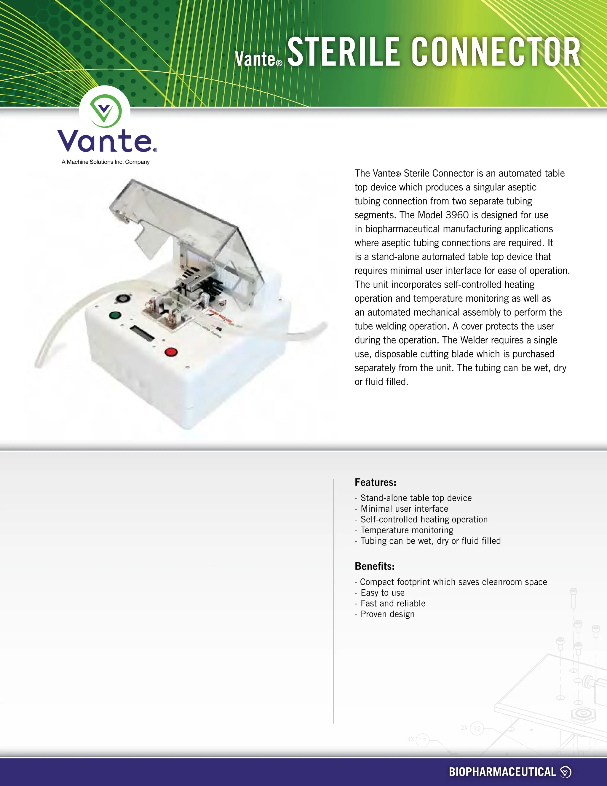 Vante Model 3960 Sterile Connector Spec Sheet.pdf