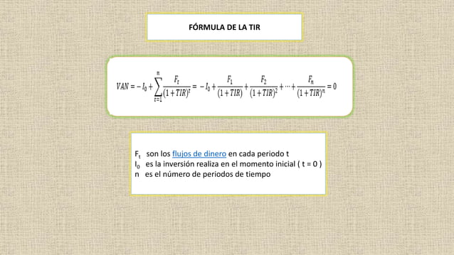 El van y el tir el valor del dinero y sus formulas | PPT