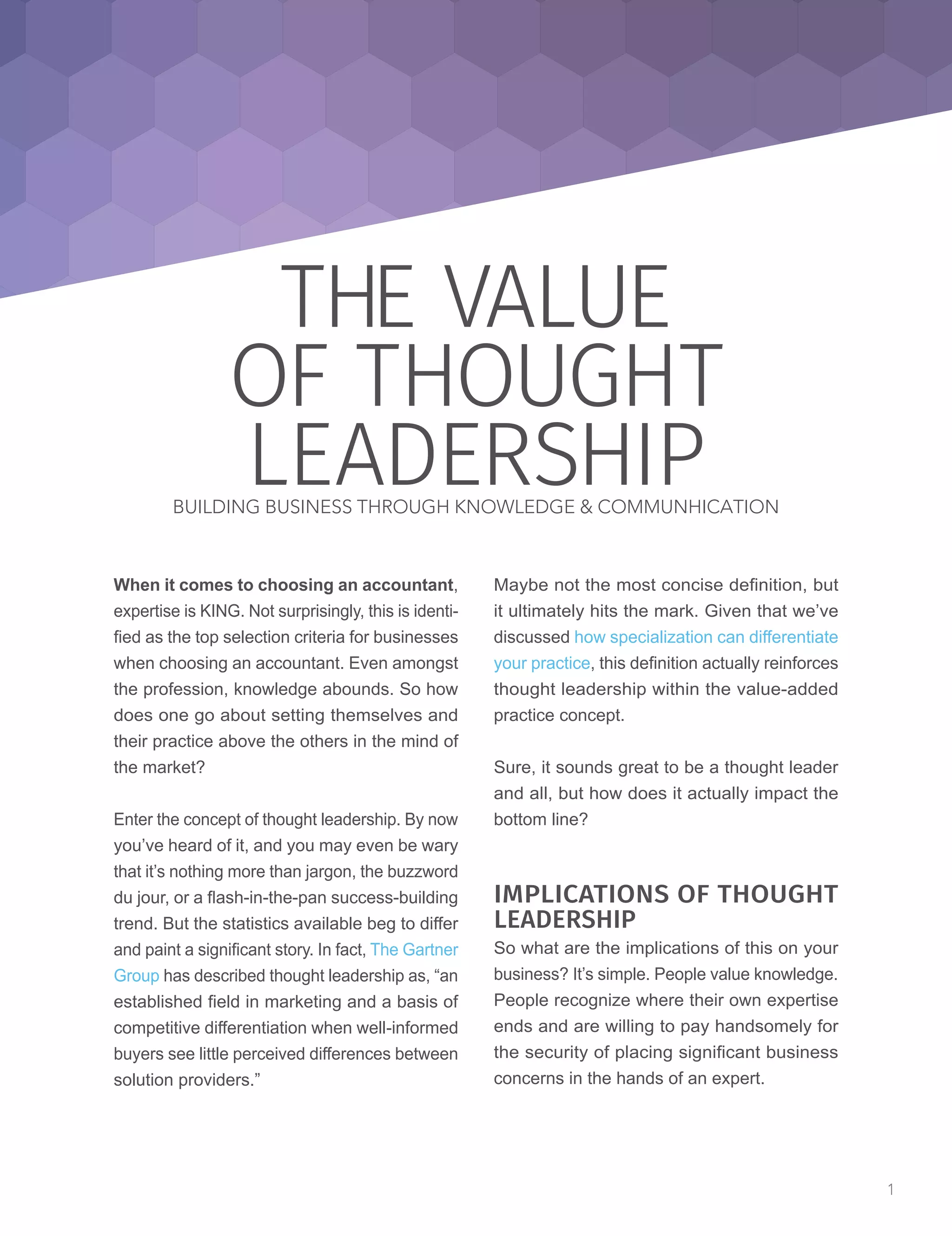 The Value of Thought Leadership | PDF