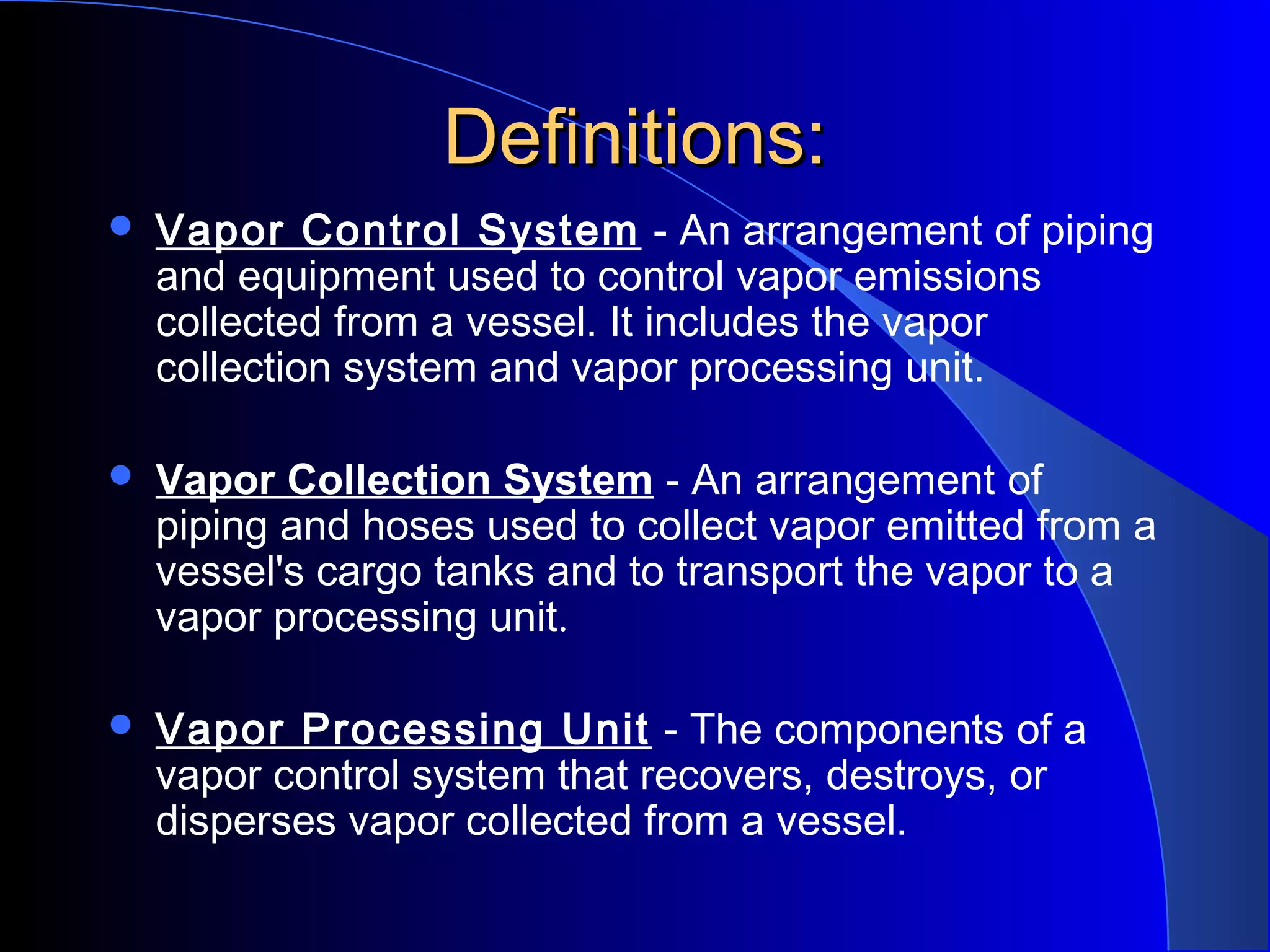 Vapour control system | PPT