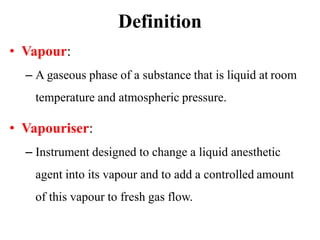 Anaesthesia Vaporizers by Dr shailendra | PPTX