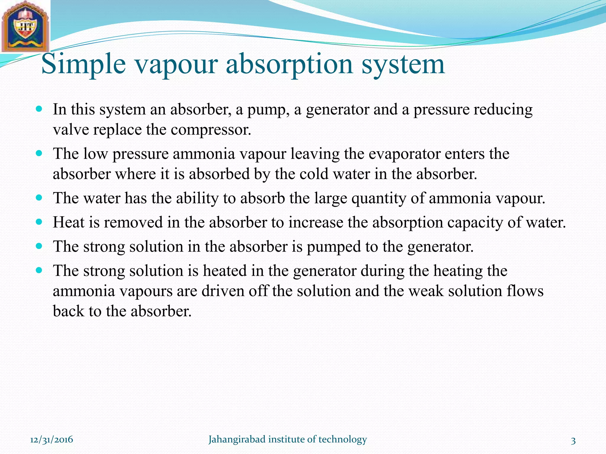 Vapour absorption system | PPTX