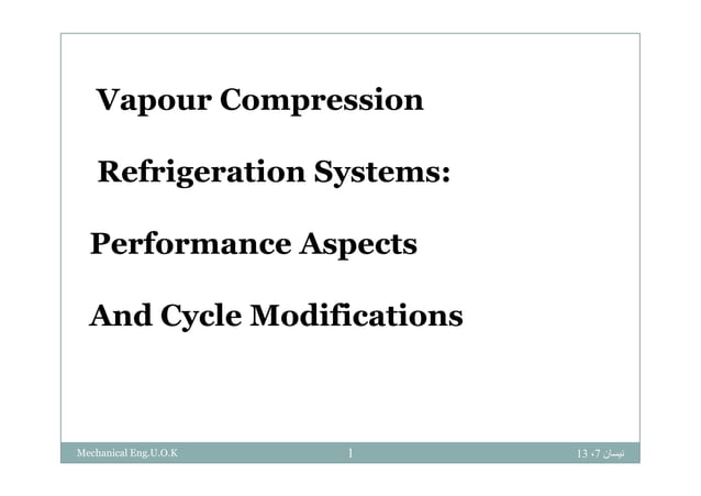 Vapour compression refrigeration system | PDF