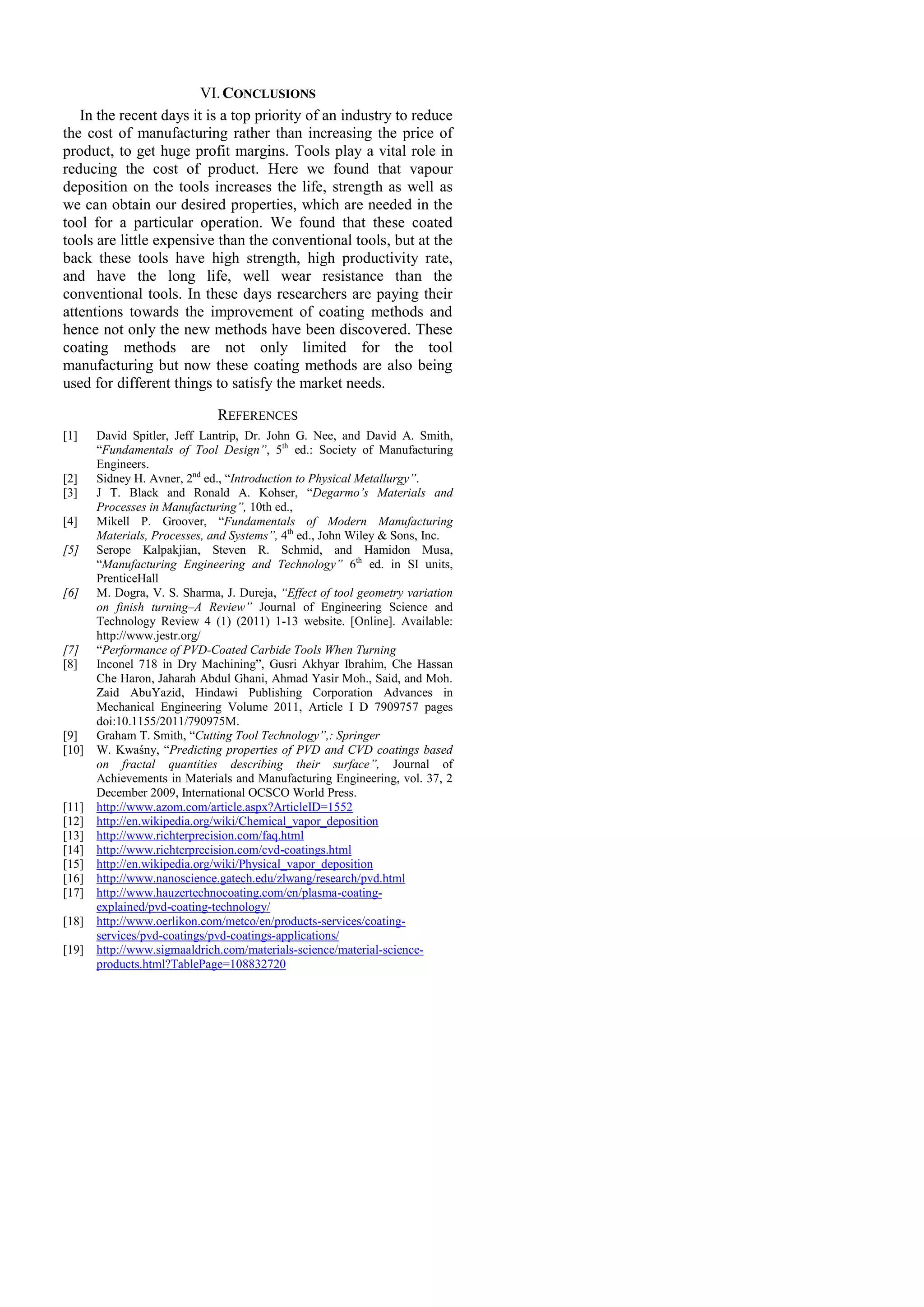 Vapor deposition (CVD & PVD) on tools | PDF