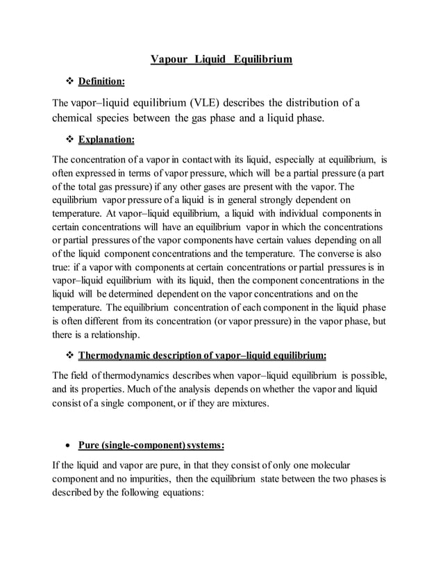 Vapour liquid equilibrium 1 | DOCX | Chemistry | Science