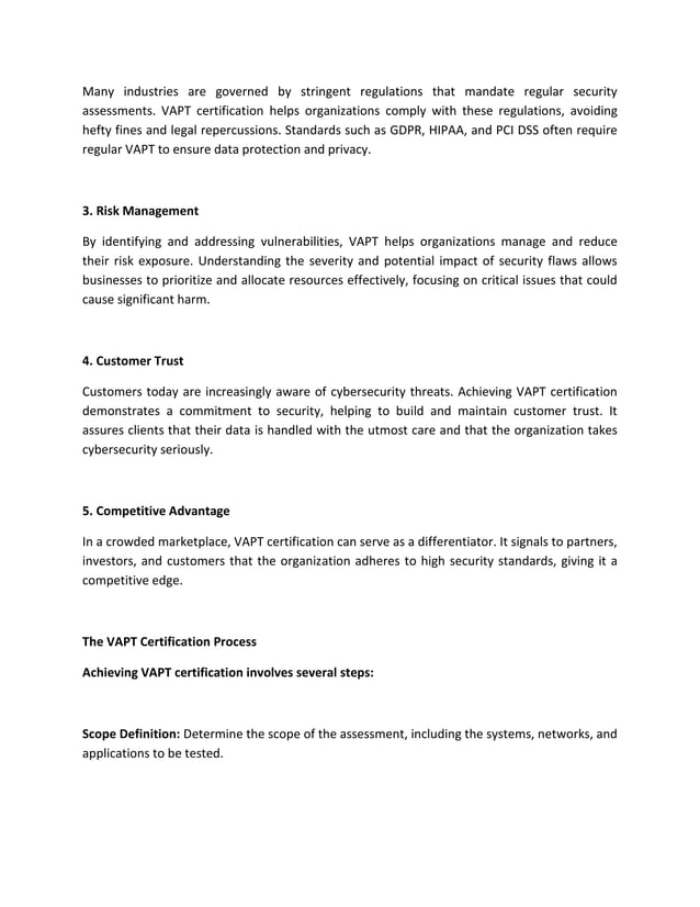 VAPT Certification: Safeguarding Your Digital Ecosystem | PDF