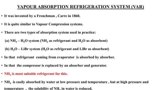 Vapour Absorption Refrigeration System | PPTX