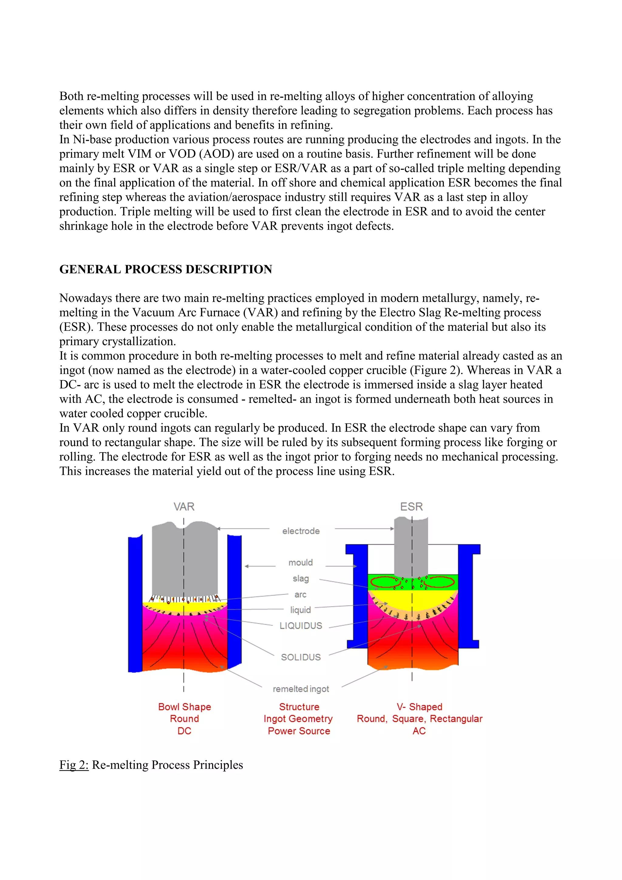 State of the Art in Vacuum Arc remelting and Electro Slag Remelting ...