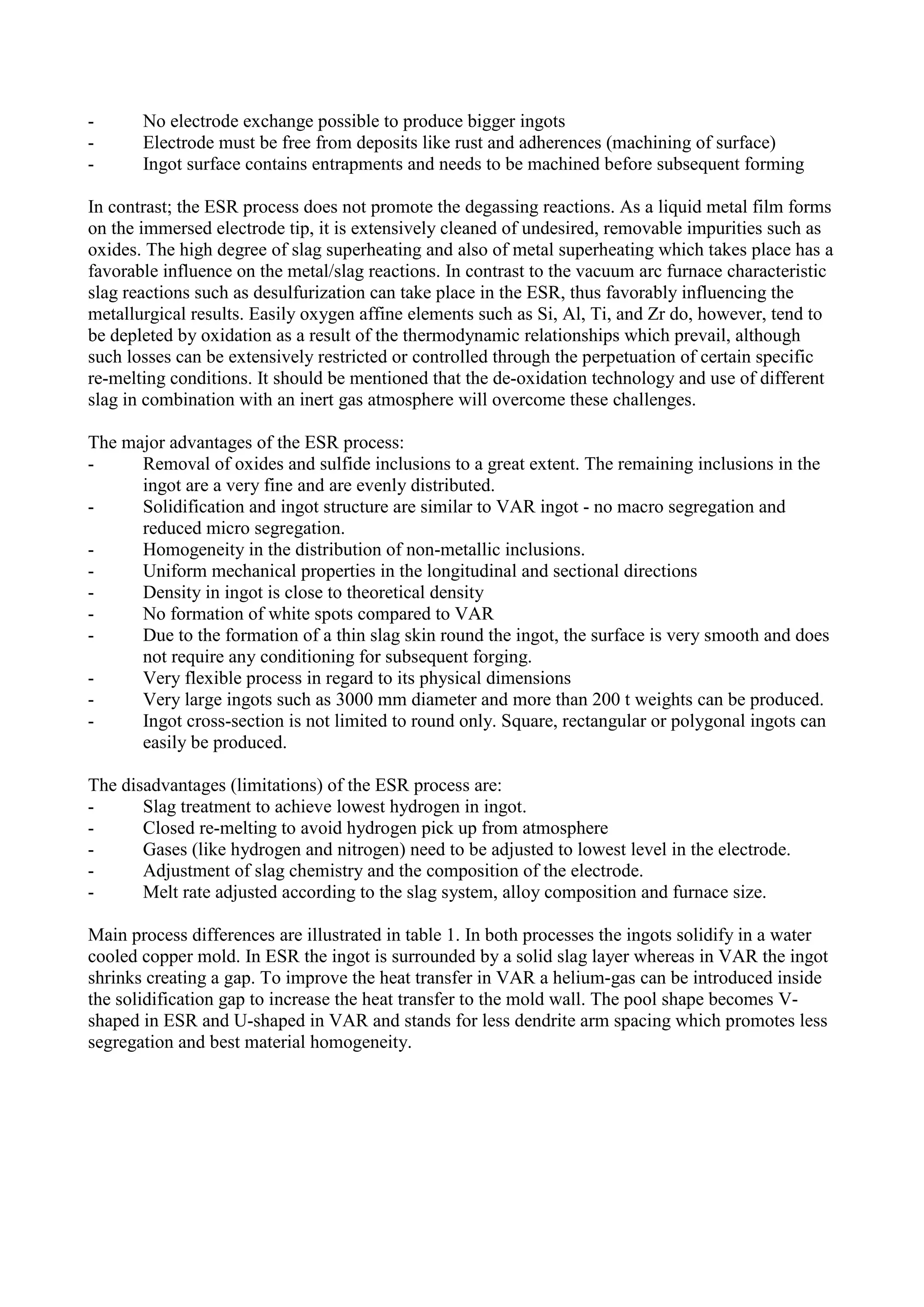 State of the Art in Vacuum Arc remelting and Electro Slag Remelting ...