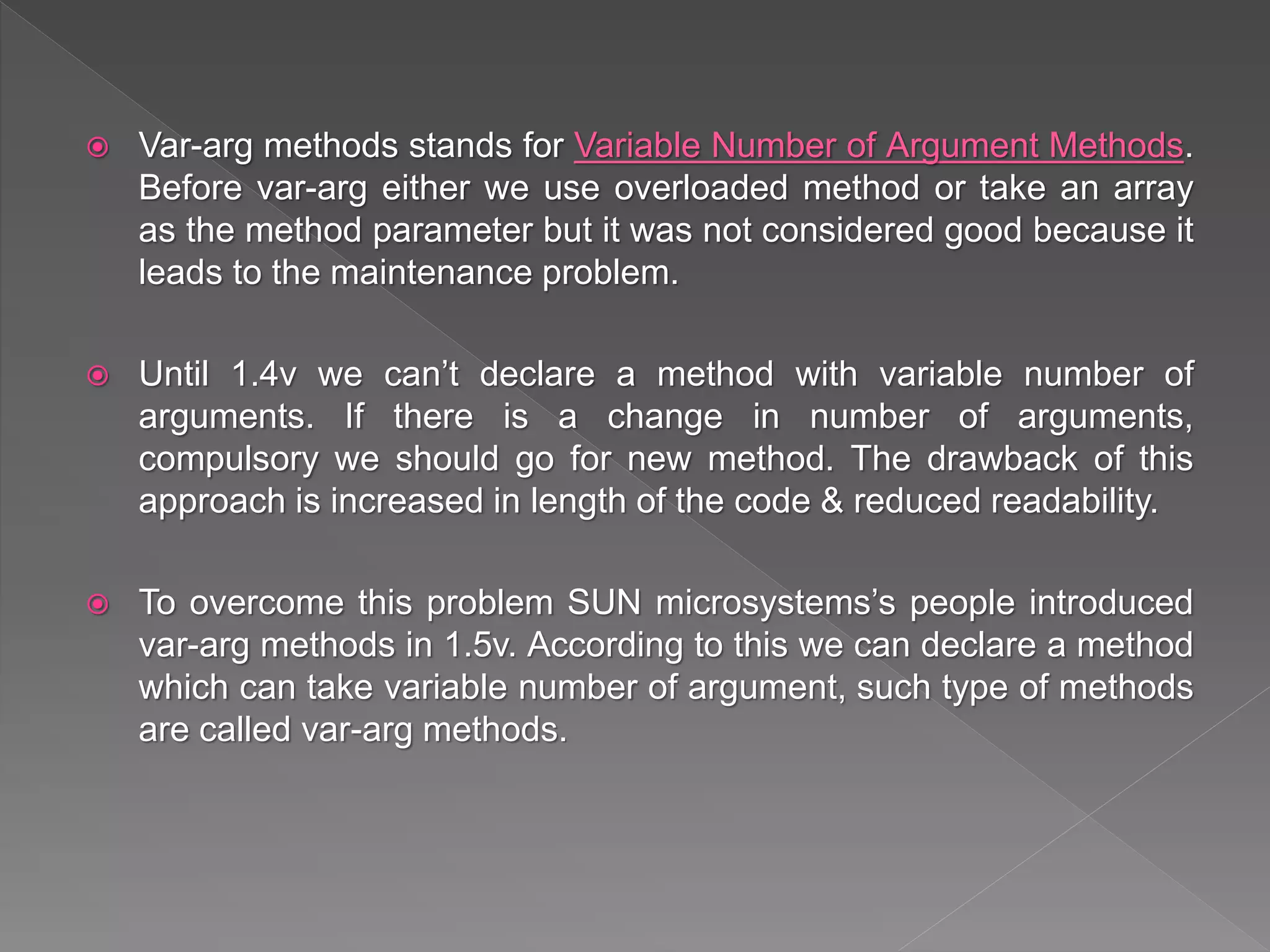 Var Arg Methods Pptx Programming Languages Computing