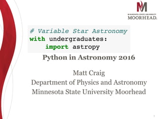 Variable Star Research with Undergraduates Using Astropy (click images ...