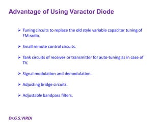 Principle, Construction, and Types of Varactor Diode – A Comprehensive Lecture Description: | PDF