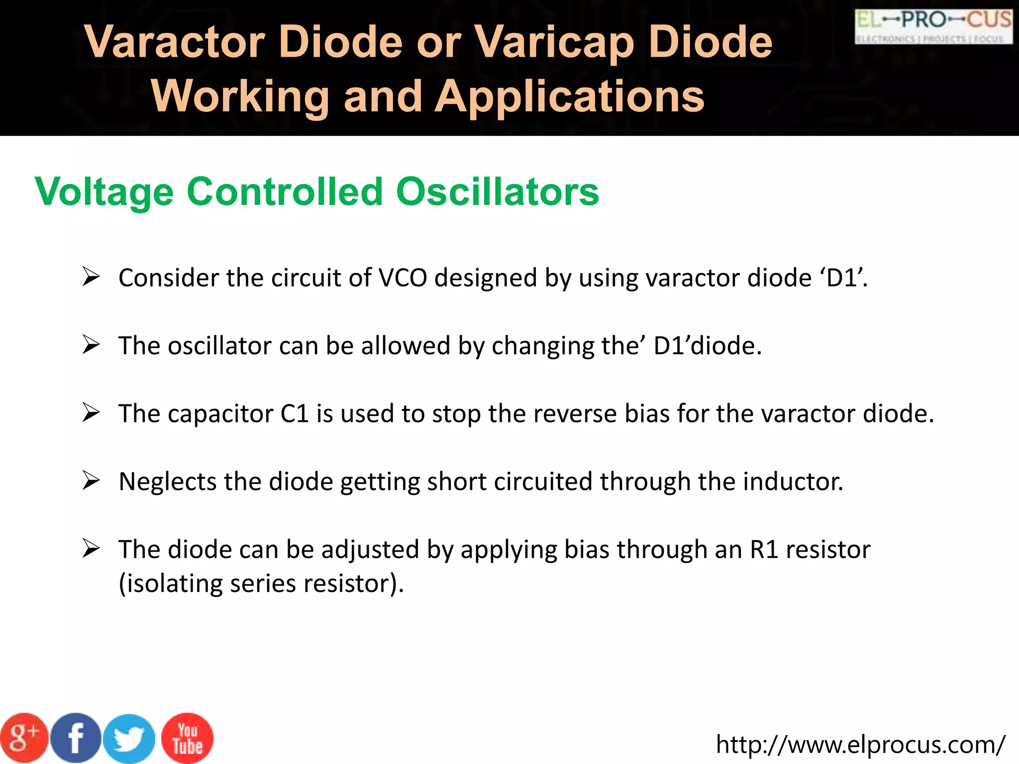 Varactor diode or varicap diode working and applications | PPTX