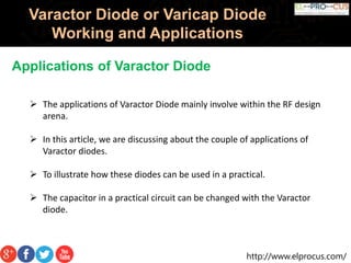 Varactor diode or varicap diode working and applications | PPTX