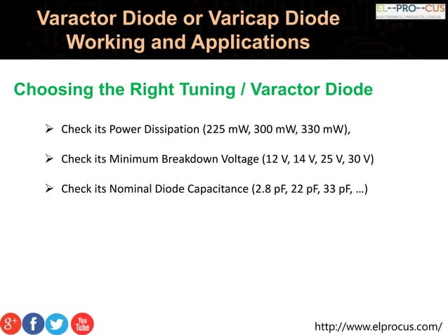 Varactor diode or varicap diode working and applications | PPTX