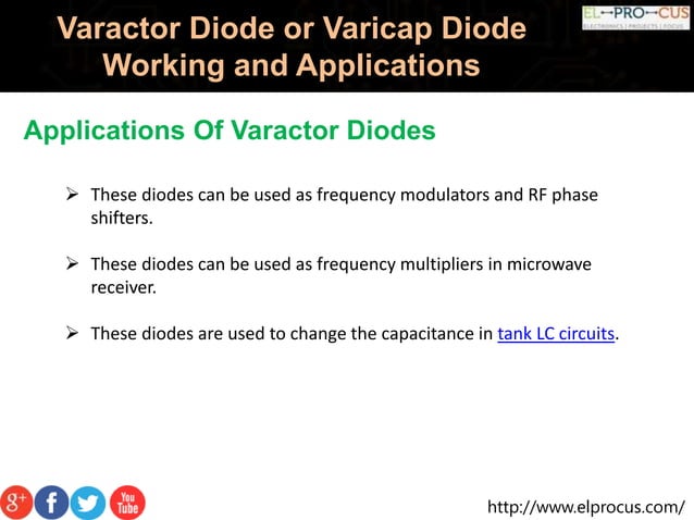 Varactor diode or varicap diode working and applications | PPTX
