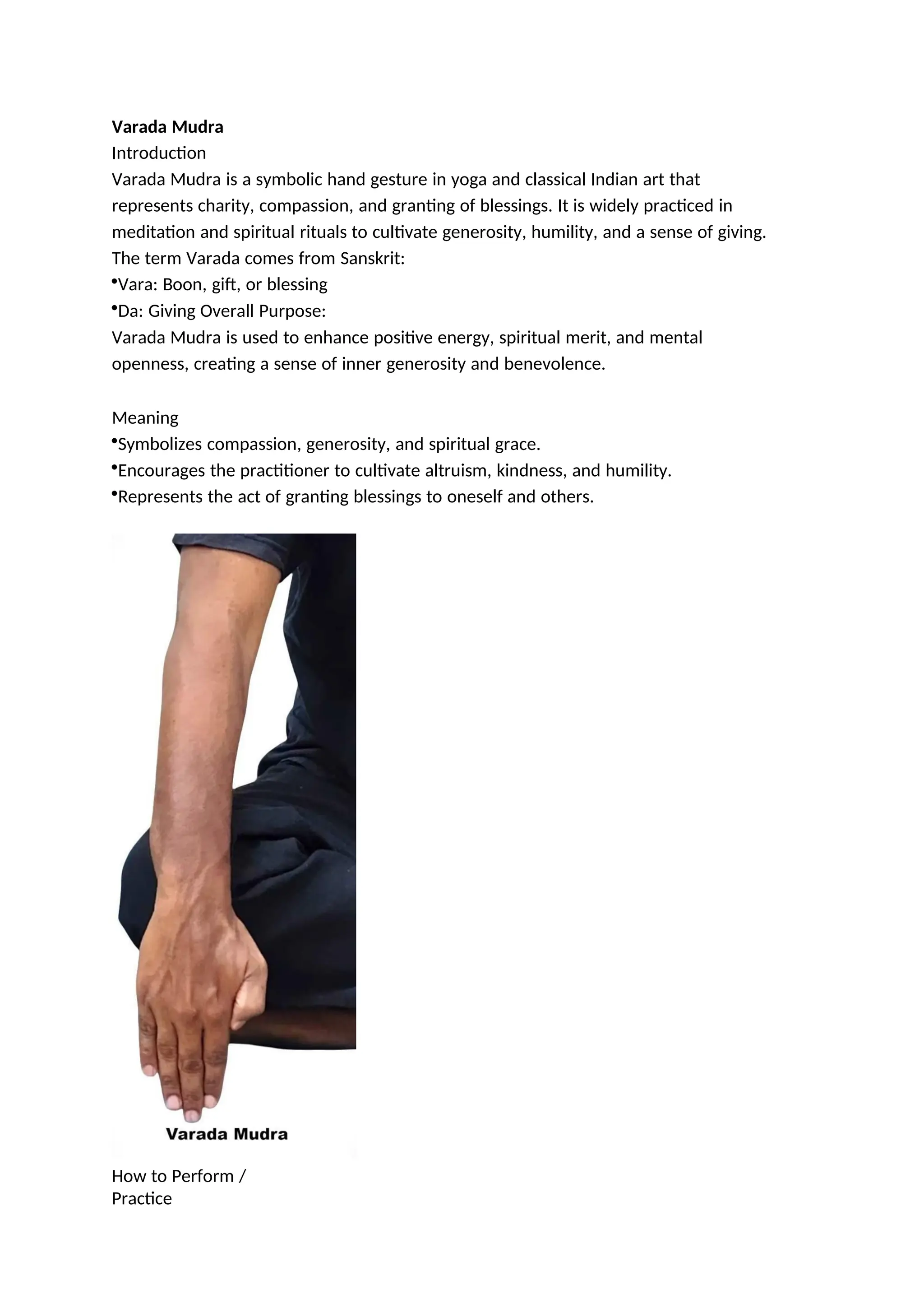 Varada Mudra-Symbolizes compassion, generosity, and spiritual grace. | PPT