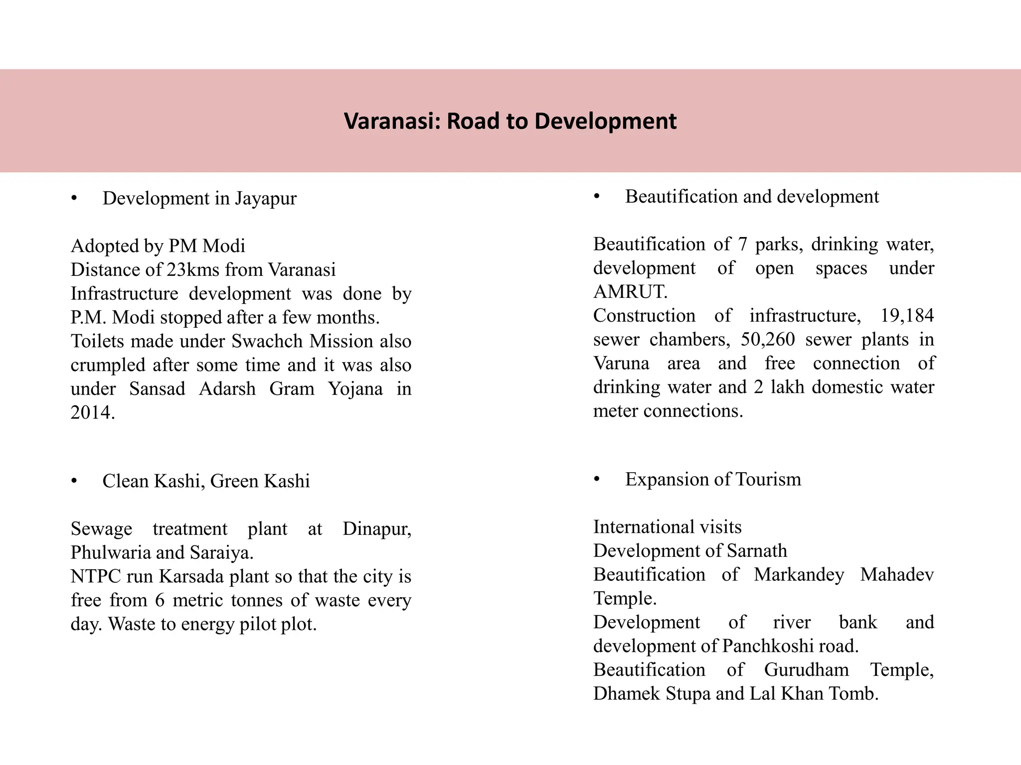 Varanasi city and the central and state government urban planning ...