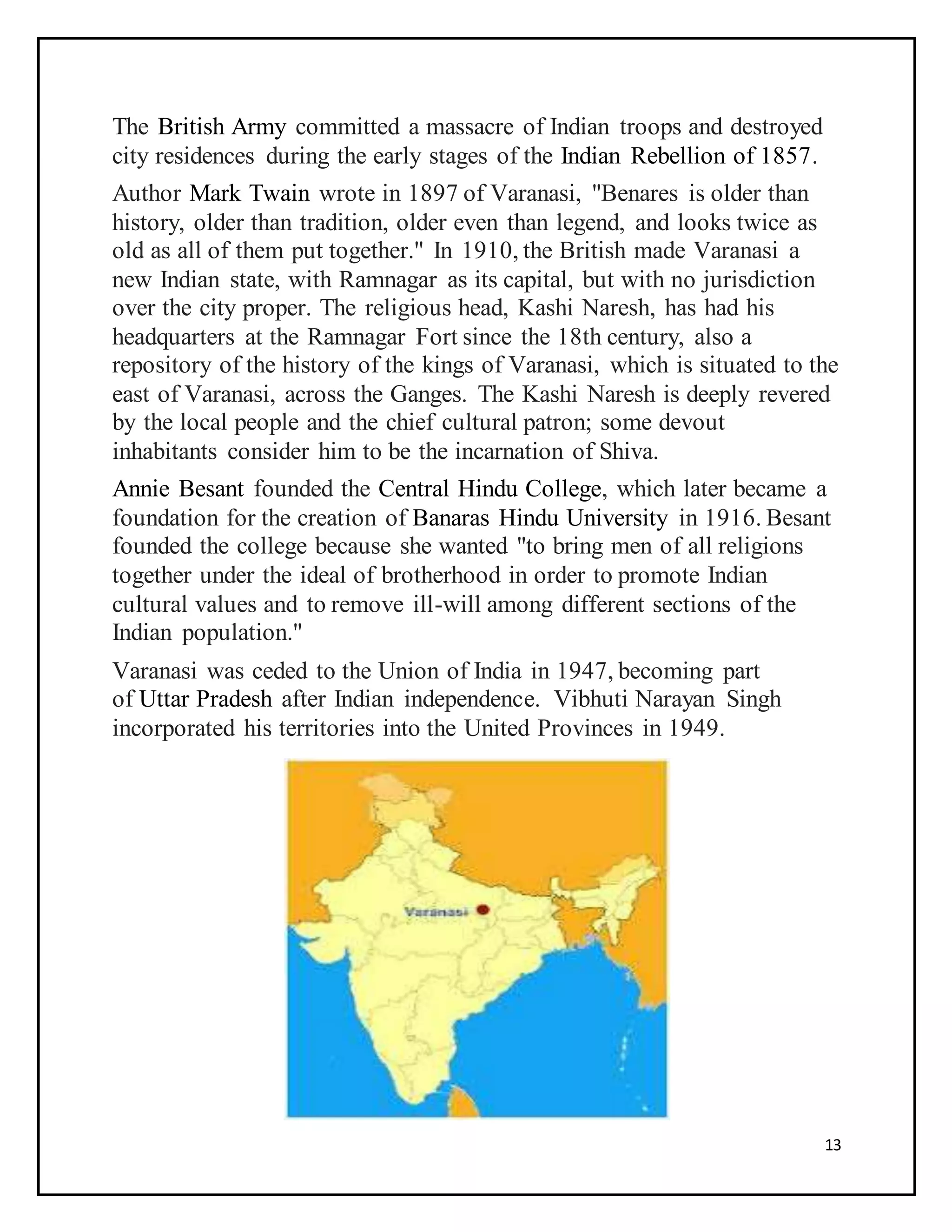 Historical Places of Varanasi | PDF