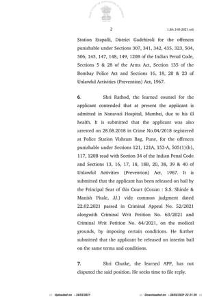 Varavara rao surajgad bail | PDF