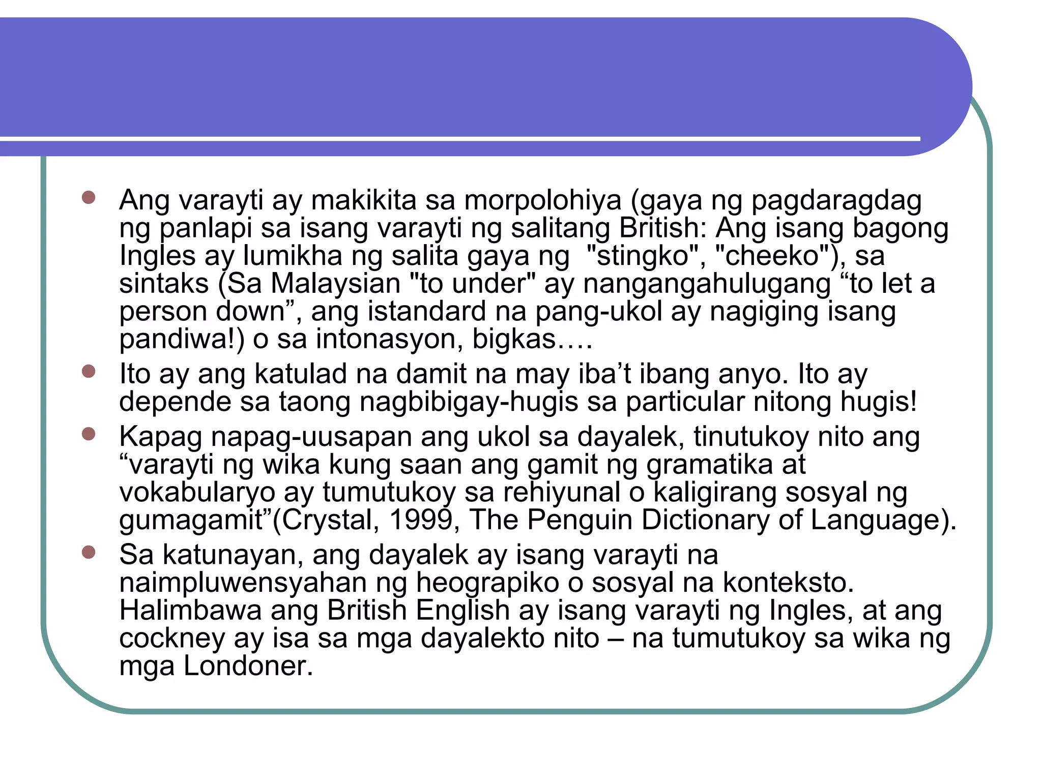 Varayti ng wika | PPT