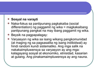 Varayti ng wika | PPT