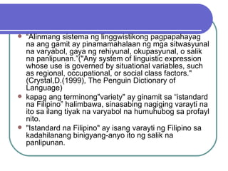 Varayti ng wika | PPT