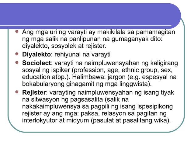 Varayti ng wika | PPT