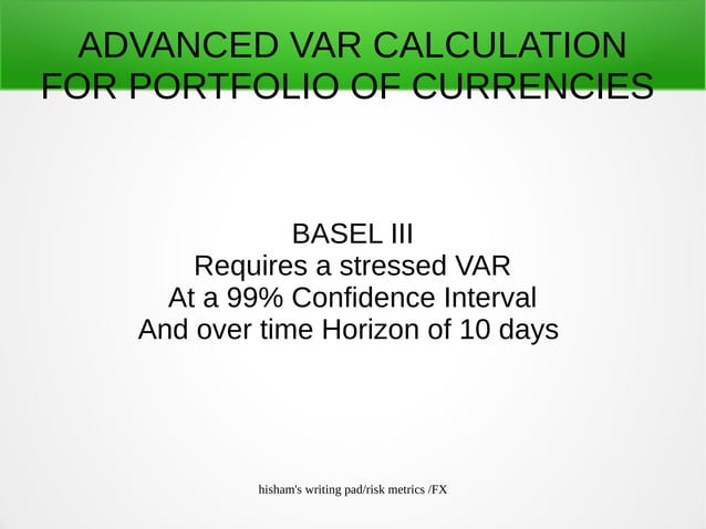VAR calculation for portfolio of currencies | PDF