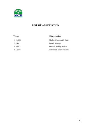 INTERNSHIP REPORT ON MUSLIM COMMERCIAL BANK (complete report) | DOCX