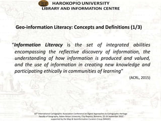 Geo-information literacy: a necessary component of the Map/GIS ...