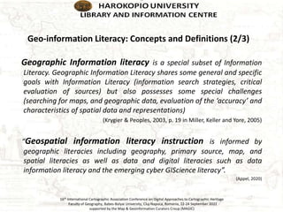 Geo-information literacy: a necessary component of the Map/GIS ...