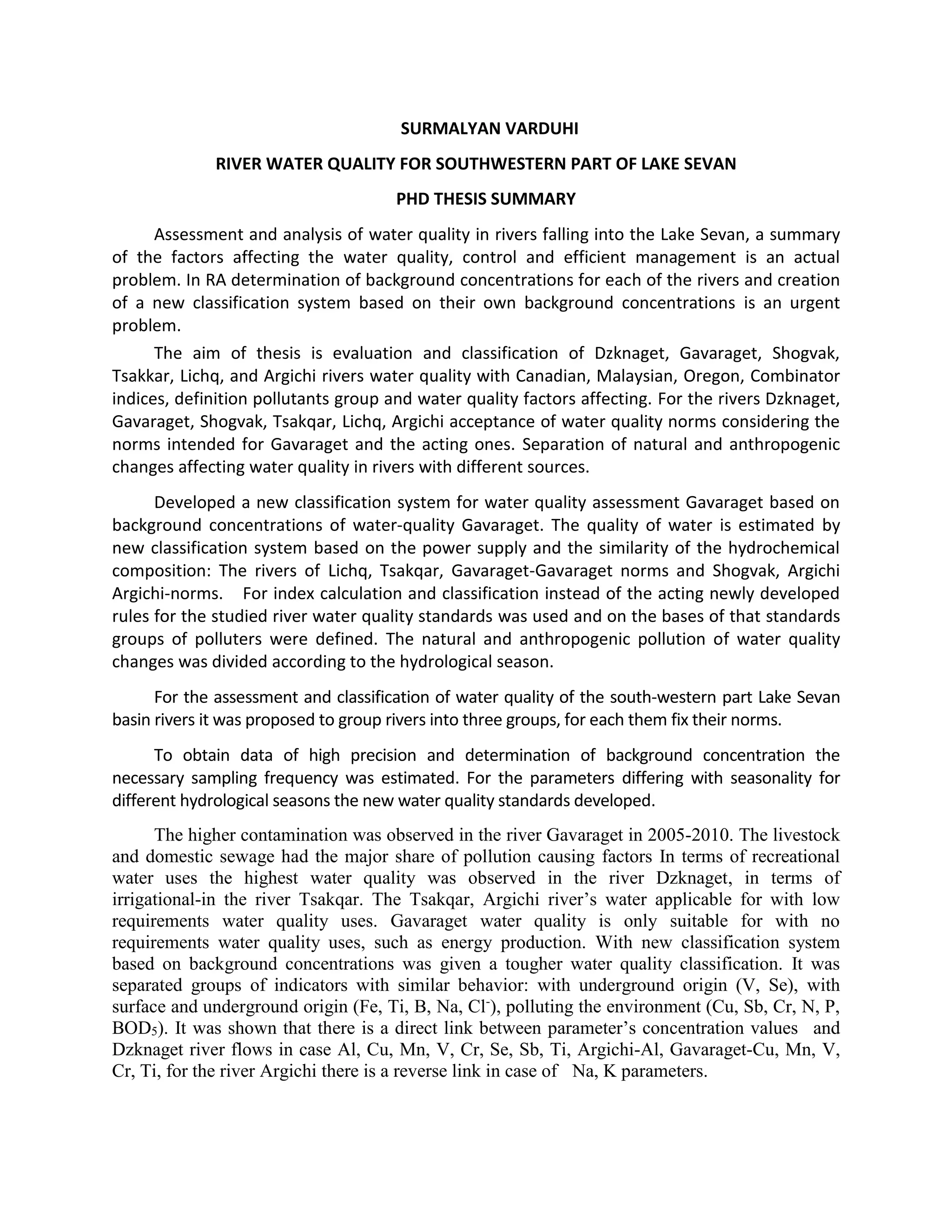 Varduhi surmalyan phd thesis summary | PDF